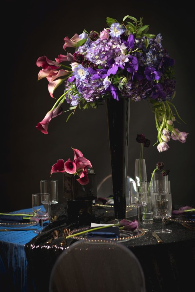 Sophistication + Dark Romance Table Decor | West Coast Weddings